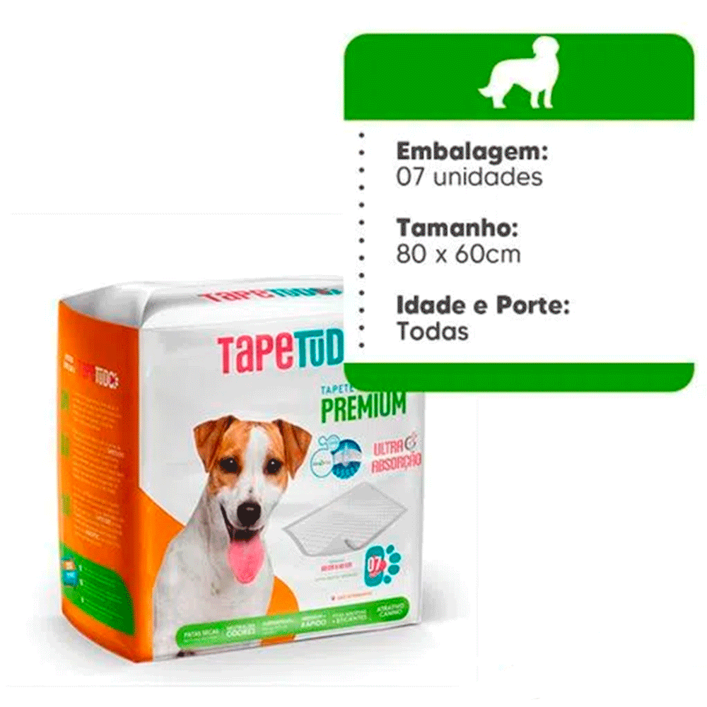 Tapete Higiênico Premium Tapetudo 80x60 - Com 7 Un.